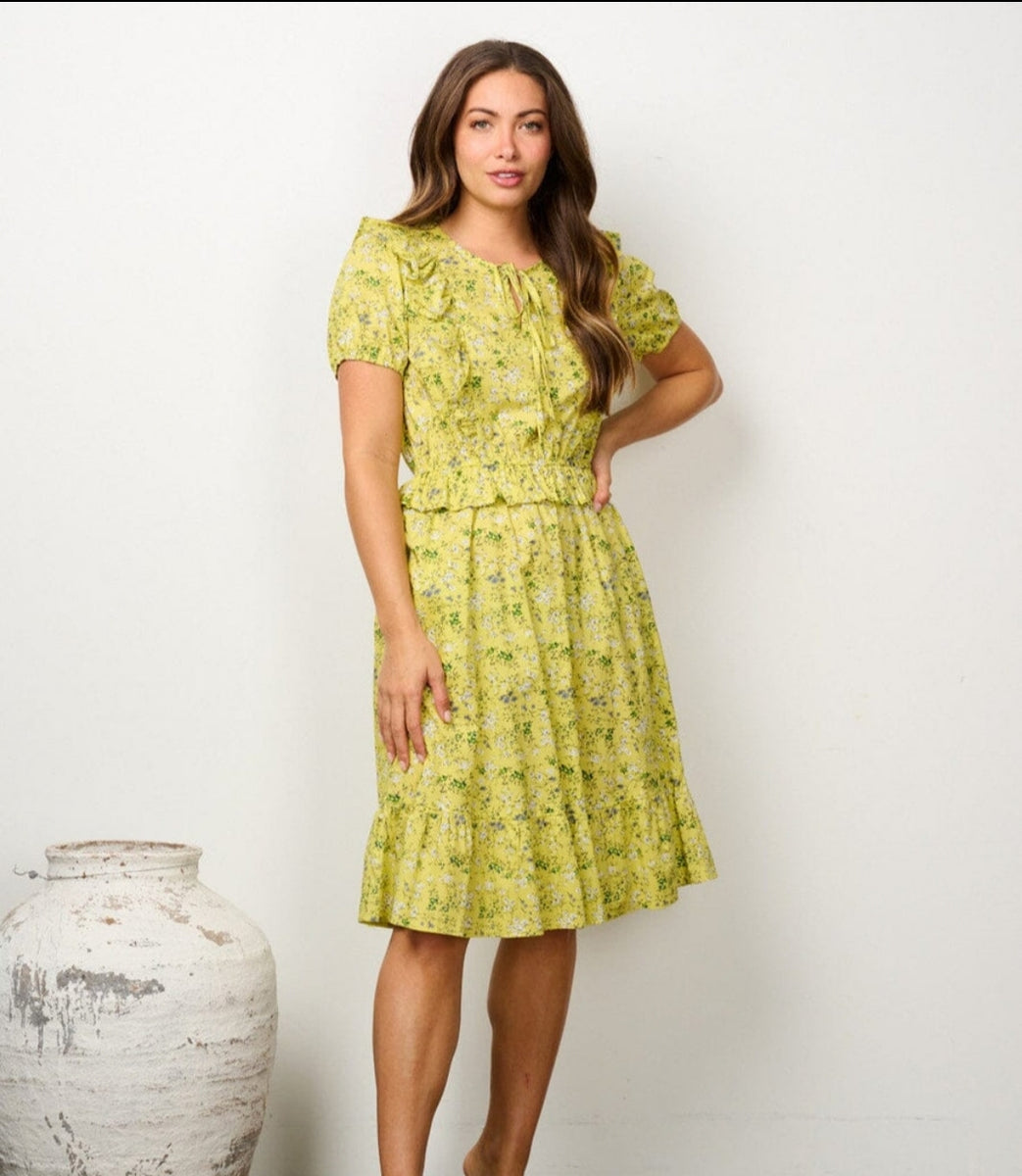 Puff Sleeve Ruffle Floral Midi Dress The Skirt Lady 